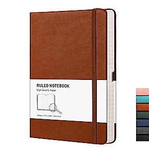 RETTACY Lined Journal Notebook - A5 Leather Thick Journal Writing Notebook with 192 Numbered Pages,Hardcover,100gsm Thick Paper 5.75'' × 8.38''