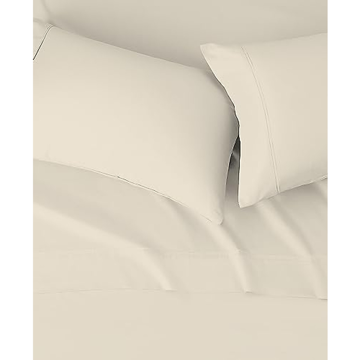 Color Sense Hotel Percale 100% Cotton Bed Sheet Set, Twin Ivory, Cooling Sheets for Hot Sleepers, with Elasticized Deep Pocket, 3 Piece Bedding Set - 1 Flat, 1 Fitted Sheet and 1 Pillowcase