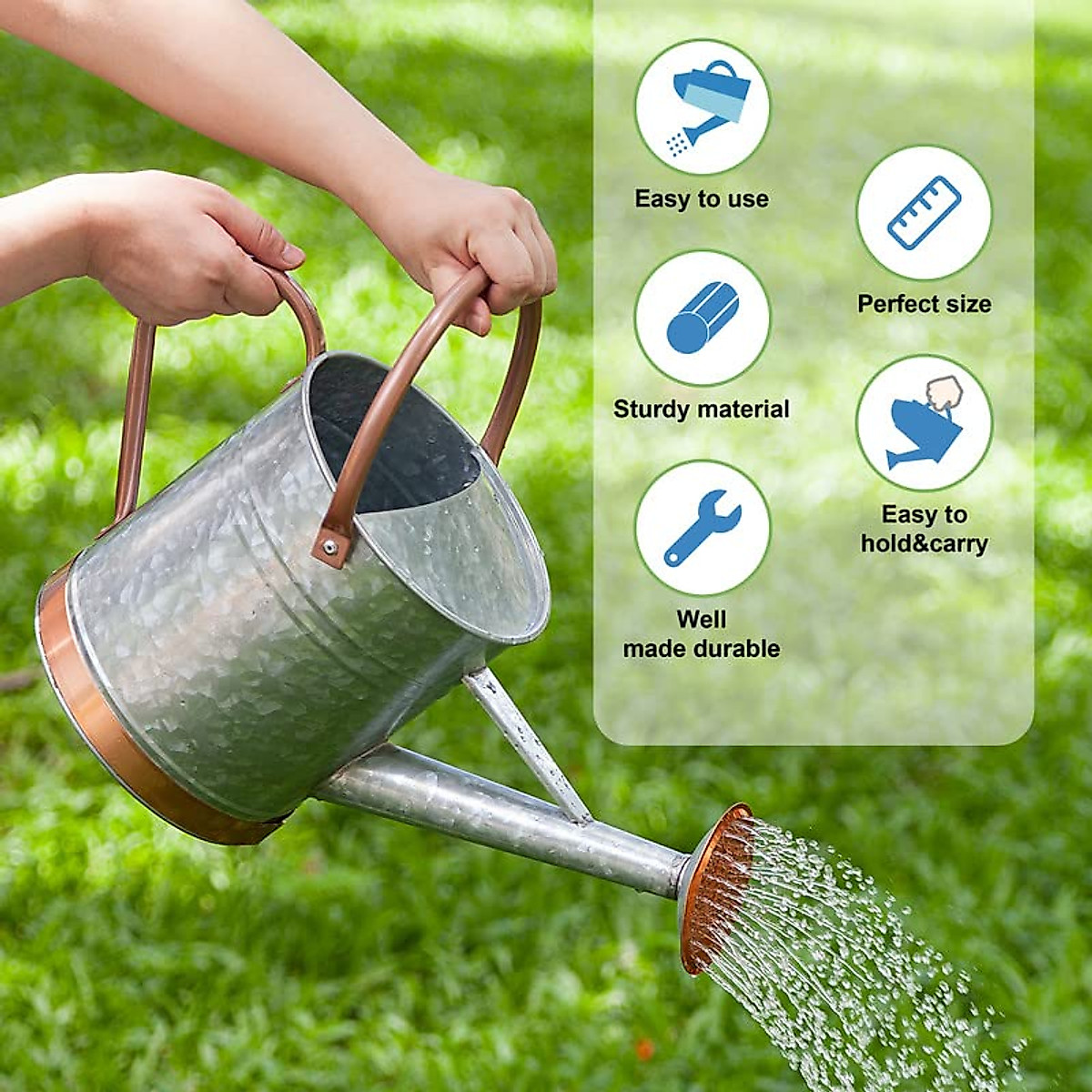 8pints 1 Gallon Watering Can for Outdoor Plants - Metal Watering Can for Outdoor Plants House Plant Watering Can with Sprinkle Head Perfect Watering Can Indoor Plants for Outdoor and Indoor Gardening