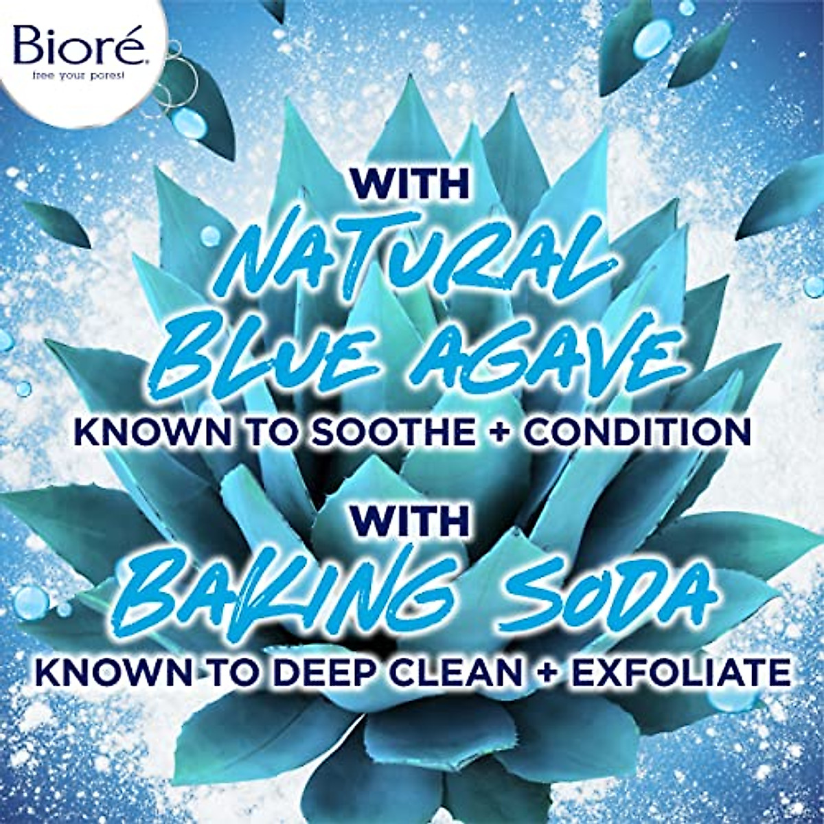 Bioré Daily Blue Agave + Baking Soda Face Wash, Balancing Pore Facial Cleanser for Combination Skin, to Penetrate Pores & Gently Exfoliate Skin, 6.77 Ounce (Pack of 3) White