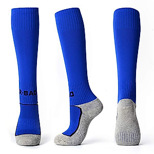 AII 5 Pairs Kids Soccer Socks Boys Girls High Tube Long Knee Athletic Football Socks (4-18 Years) color mess (multicolored, Large)