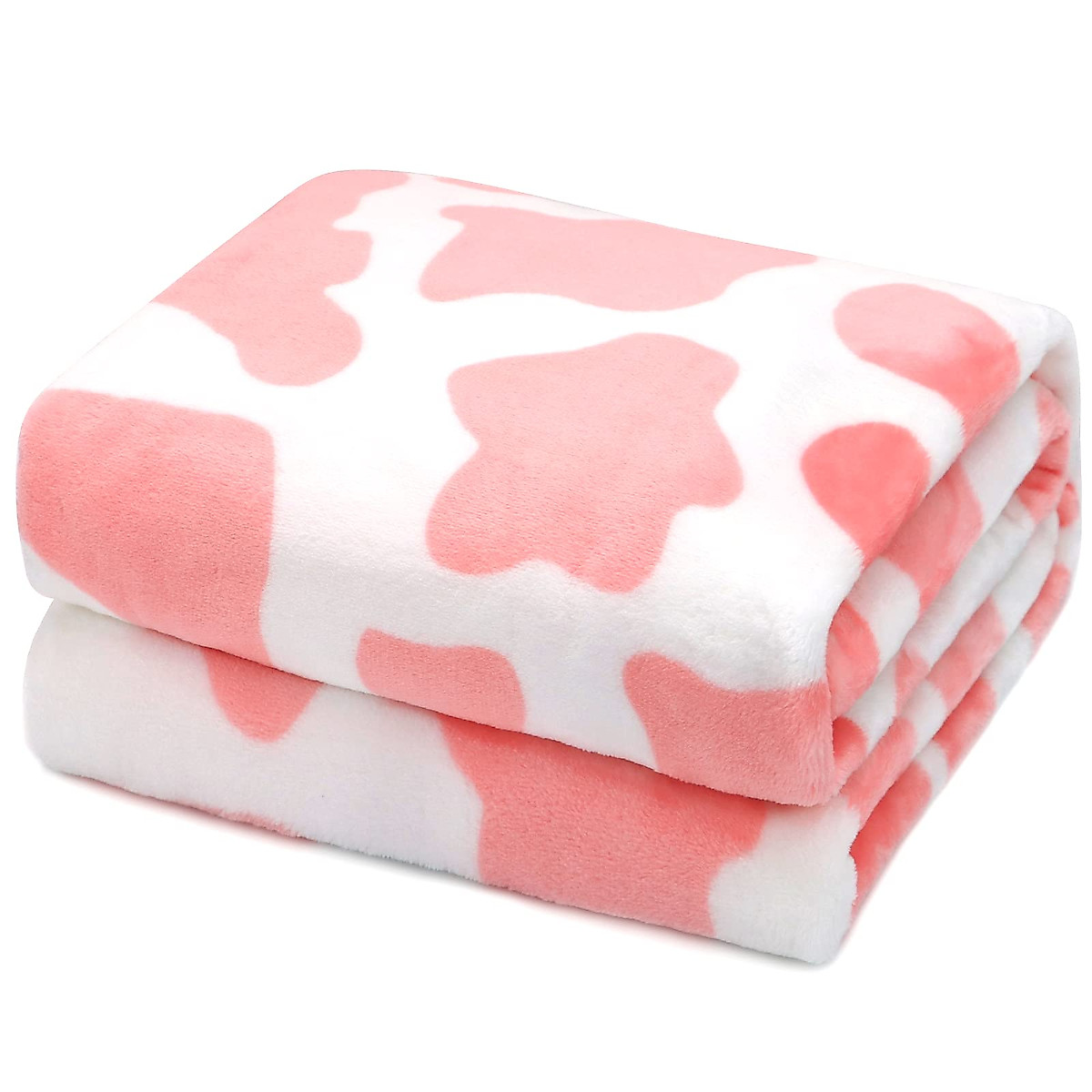 Cow Print Blanket Warm Plush Cute Pink Cow Throw Blanket Soft Fleece Flannel Lightweight Throw Blankets Sofa Couch Bed Travel Cow Bedding Room Decor for Kids Teens Adults 40x50 inch