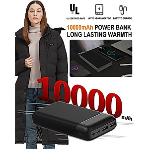 TRUNYAQI Women's Heated Long Jacket with Battery Pack Winter Coat for Women with Box