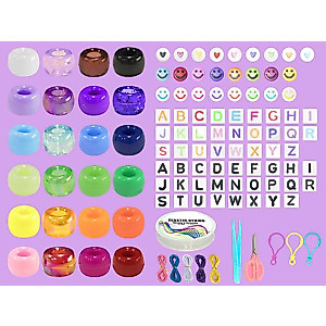 LIS HEGENSA 24 Color Pony Beads Bulk 1000 Pcs,Kandi Beads for Necklace Jewelry Making Hair Braiding,Bracelets Making Kits,Hair Bead,Bracelet Beads,Plastic Beads for Crafts Braids Girls