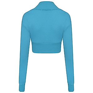Loxdonz Girls Long Sleeve Bolero Cardigan Shrug Kids Open Front Bolero Shrugs Crop Top (7-8 Years, Turquoise)