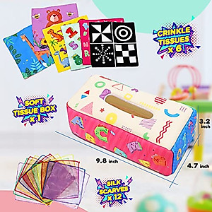 URMYWO Baby Toys 6 to 12 Months, Toys for 1 years old, Baby Tissue Box Toy, Sensory Toys for 0-6-12-18 Months Infant Newborn Toddlers, Baby Soft Crinkle Toys, Early Learning Toys Boys Girls Baby Gifts