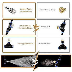 SdeNow Misting Nozzles,Outdoor Misting Cooling System Nozzles for Patio Garden Umbrellas Fan,1/4-Inch Orifice, 5pcs link Mist Nozzles,10pcs Stainless Steel Mist Nozzles