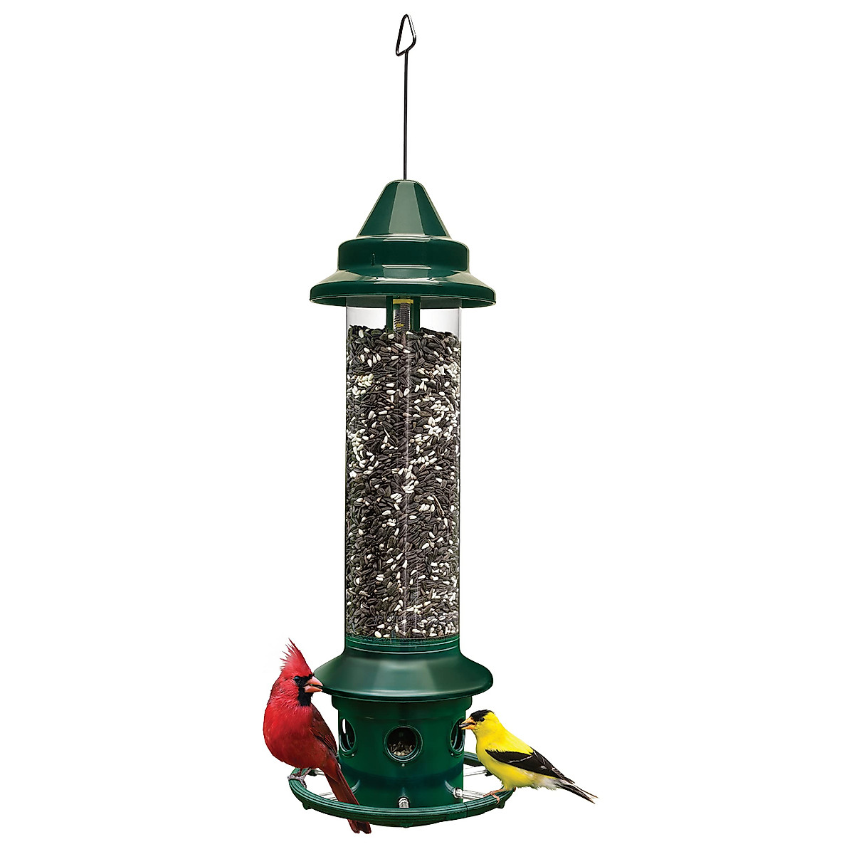 Squirrel Buster Plus Squirrel-proof Bird Feeder w/Cardinal Ring and 6 Feeding Ports, 5.1-pound Seed Capacity, Adjustable, Pole-mountable (POLE ADAPTOR SOLD SEPARATELY), Green