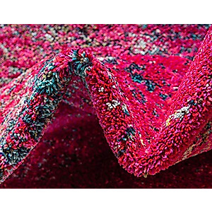 Unique Loom Vita Collection Saturated Over-Dyed Traditional Gradient Area Rug, 4 ft x 6 ft, Fuchsia/Light Blue