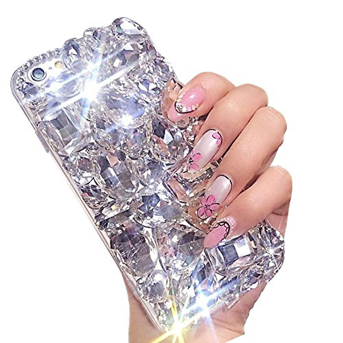 for iPhone 11 Pro 5.8 inch Bling Diamond Case,Aearl 3D Homemade Luxury Sparkle Crystal Rhinestone Shiny Glitter Full Clear Stones Back Phone Cover-Red&White