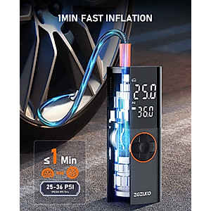 Tire Inflator Portable Air Compressor, 150PSI Fast Cordless Bike Tire Pump, Battery & 12V DC Dual Power Bike Pump with Digital Pressure Gauge, LED Light for Cars, Motorcycles, Bicycles, Balls and More