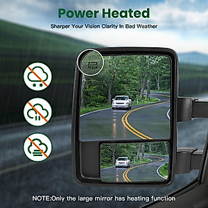 SCITOO Towing Mirror for Ford for F250 for F350 for F450 for F550 Super Duty 2008 2009 2010 2011 2012 2013 2014 2015 2016 With Power Heated Turn Signal Tow Mirrors