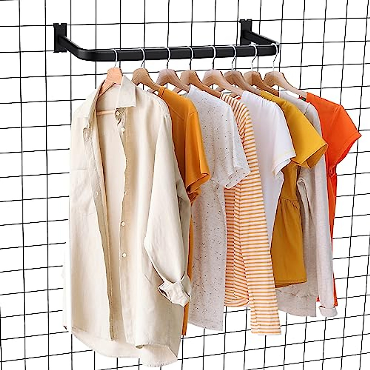 2 Pack Gridwall U-Shaped Hangrail Grid Wall Tubing Handrail 24 Inch Wide Black Metal Handrail for Grid Wall Retail Displays Bracket Clothing Rack Home Use (2, Black)