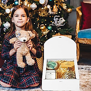 BoShahai 10 PCS Gift Boxes with Lids, 10.6x7.8x3.1 Inch Kraft Paper Gift Box, White Gift Boxes with Ribbon, Bridesmaid Proposal Box for Wedding, Packaging, Present, Birthday, Cupcake Boxes