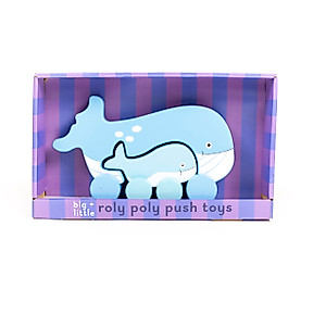 Big & Little Whale Push Toy by Jack Rabbit Creations- 2 in 1 Wooden Roller Animals- STEM Toys for Toddlers Develops Coordination- Ages 18 Months+