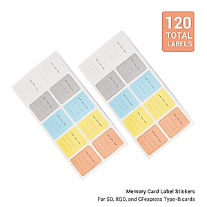 (120 Count) Multi-use Label Printable Stick-On Camera Memory Card Labels SD SDHC SDXC XQD CF CFexpress Type-B Card USB Flash Drive Removable Stickers Cards Mark Paper Labeler