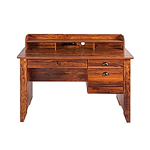 OneSpace Eleanor Executive Desk Wood Grain, Golden Cherry