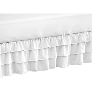 Solid Color White Shabby Chic Girl Ruffled Crib Bed Skirt Dust Ruffle for Harper Collection by Sweet Jojo Designs