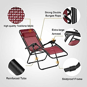 ZEYADA 3 PCS Gravity Chair Patio Chaise Lounge Chairs Folding Chaise Lounge Chair Outdoor Yard Pool Recliner Patio Garden Pool Beach Lawn Recliner Table Chair Set