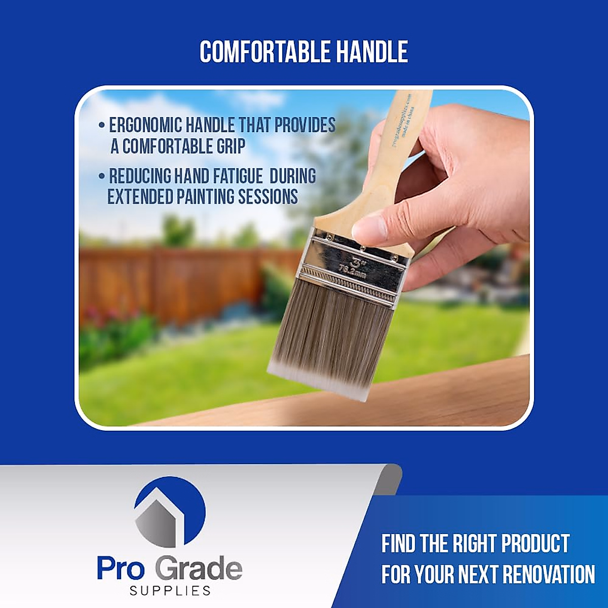 Pro Grade - Paint Brushes - 2Ea 3" Flat Brushes