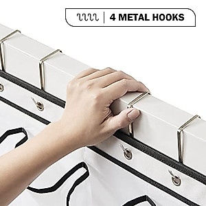 YOUDENOVA 28 Extra Large Mesh Pocket Over-The-Door Shoe Organizer - Closet Space Saver with 4 Metal Hooks for Sneakers, High Heels and Slippers - Fits Behind Doors - White