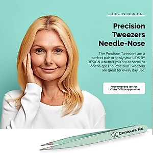 Contours Rx Precision Tweezers - Stainless Steel Needle Nose Tweezers for Eyebrows, Facial Hair & Lash Extensions - Precise Placement of Lids by Design Correcting Strips (3 inch)