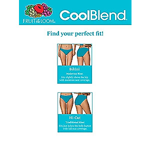 Fruit Of The Loom Women's Underwear Moisture Wicking Coolblend Panties, Hi-Cut - Fashion Assorted, X-Large (8)