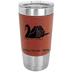 LaserGram 20oz Vacuum Insulated Tumbler Mug, Swan, Personalized Engraving Included (Faux Leather, Basketball Style)
