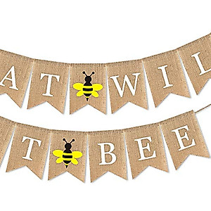 SWYOUN Burlap What Will It Bee Banner Bumble Bee Theme Garland Gender Reveal Boy or Girl Party Decoration Supplies