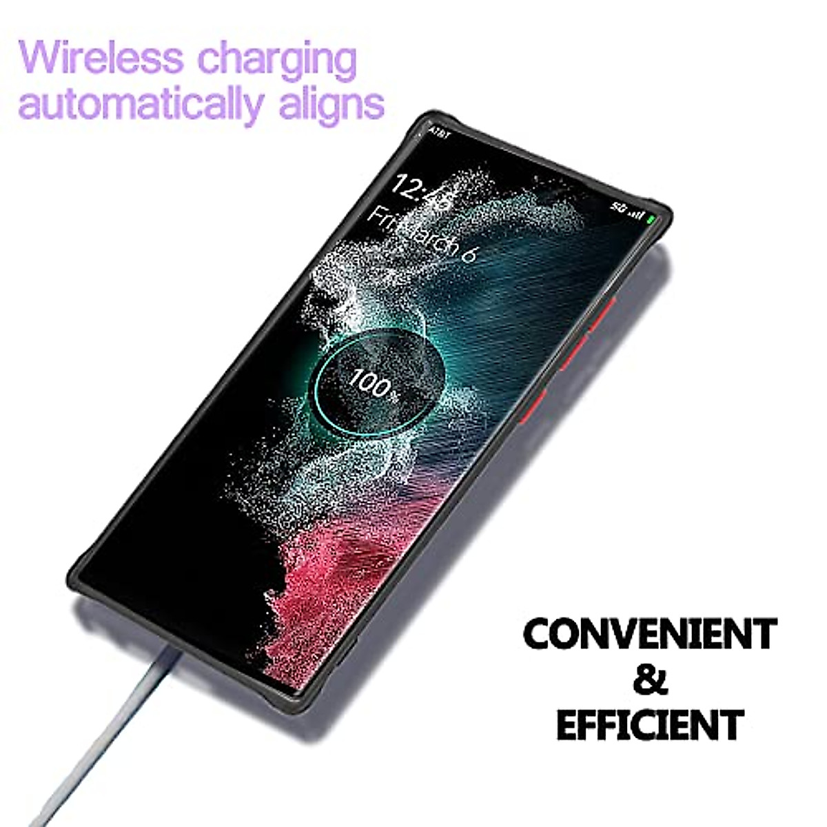 AoliAo7 Galaxy S21 Ultra Magnetic Case Compatible with Magsafe Wireless Chager, Anti-Fingerprints Black Semitransparent Screen & Camera Protection Shockproof Case for Galaxy S21 Ultra[S Pen Works]