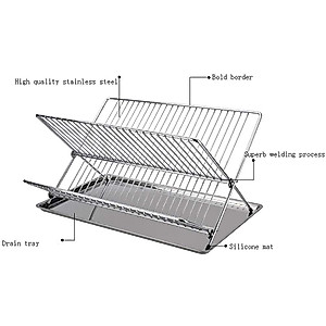 Plate Rack Draining Dish Rack Stainless Steel Dish Rack Kitchen Storage Rack Foldable Dish Drain Rack 30 Cm Pan Plate Holder