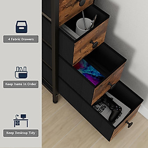 VENNQD Corner Desk with Drawers Shelves for Small Space 90 Degrees Triangle Computer Desk with Power Outlets,Gaming Desk with LED Lights Monitor Stand for Home Office Workstation Writing Table (Brown)