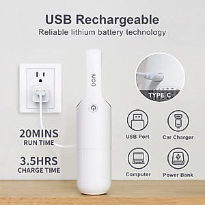 Photoncat Handheld Vacuum Cordless Car Vacuum Rechargeable Dust Busters Portable Small Hand Held Vacuuming White, Mini Vacuum Cleaner for Home, Office, Car, Pet Hair