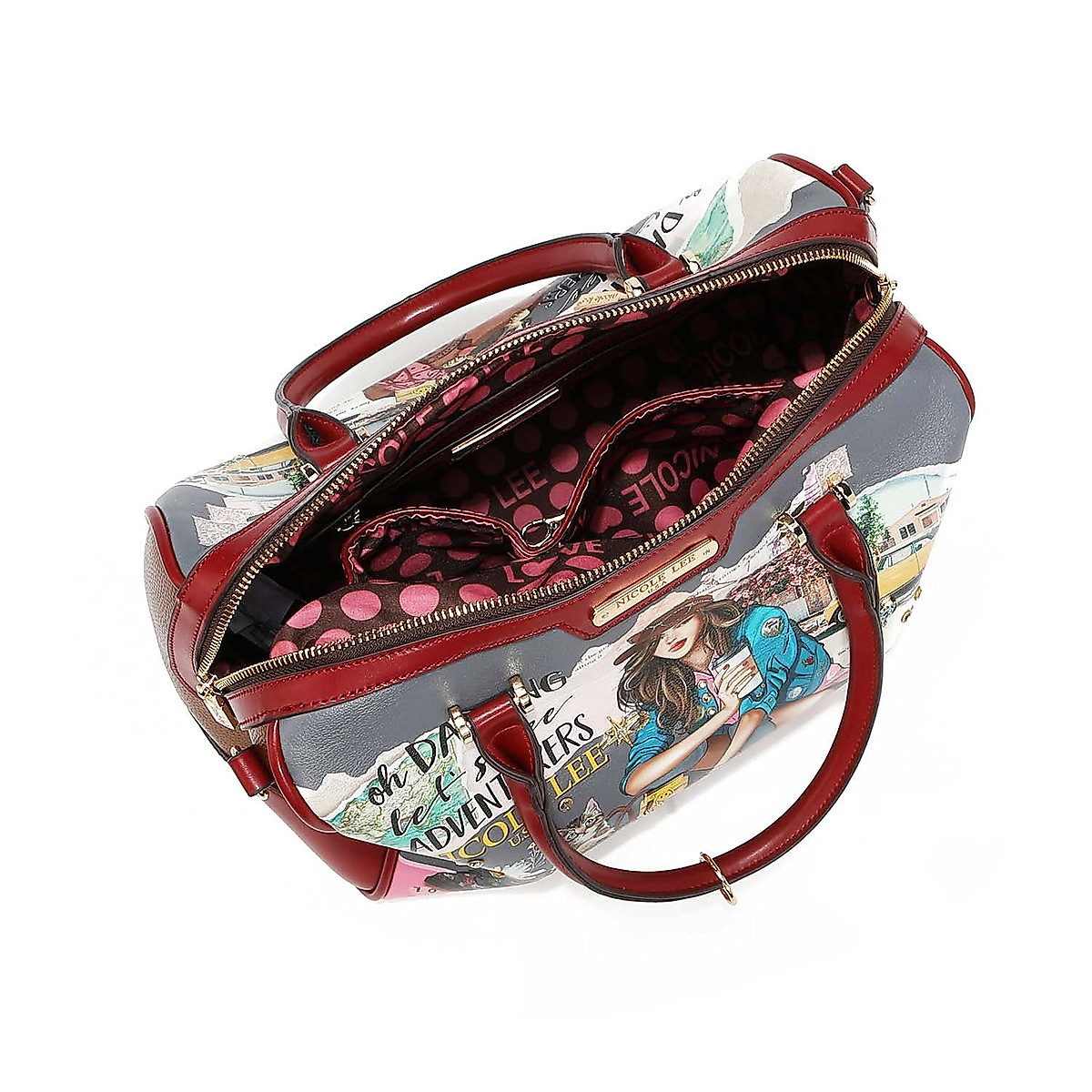 Nicole Lee Journey of Stephanie Boston Bag, Vegan Leather Medium Doctor Bag with Optional Crossbody Strap