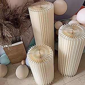 Foldable Paper Columns Display Pedestals Stands for Wedding Engagement Birthday Party Decoration (Cream White, L+XL+XXL (D12"))