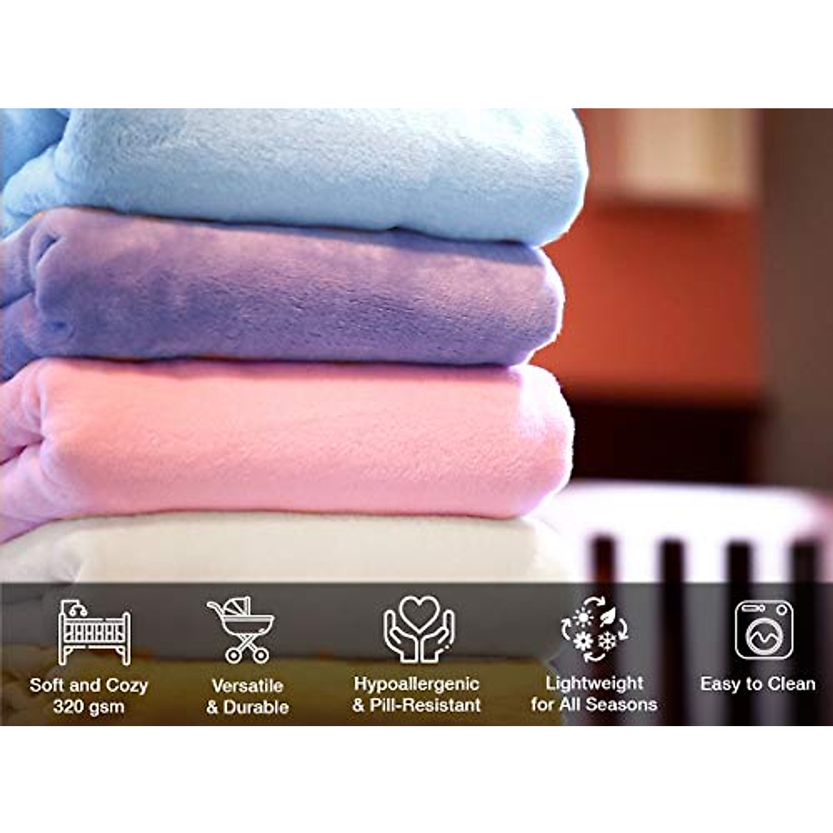 Higher Comfort Luxuriously Soft Baby Blanket - Baby Blue - 30" x 40" - Super Soft Baby Blankets for Boys | Receiving Blanket | Ideal for Newborns, Cribs, Strollers and Baby Showers