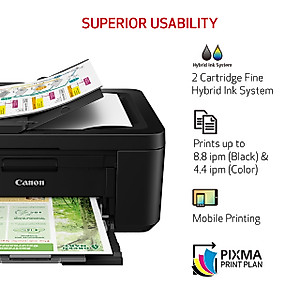 Canon PIXMA TR4720 All-in-One Wireless Printer Home use, with Auto Document Feeder, Mobile Printing and Built-in Fax, Black