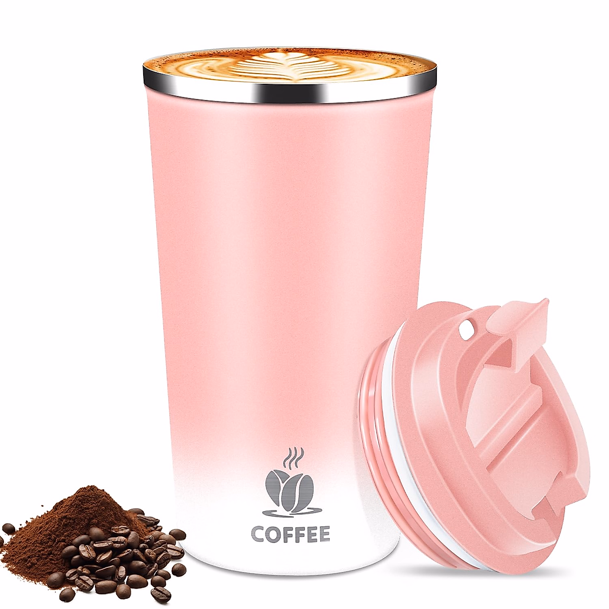 17oz Insulated Travel Coffee Mug with Flip Lid – Leakproof Stainless Steel Insulated Coffee Tumblers, Portable Thermos Cup for Hot & Cold Drinks, Perfect for Camping & On-the-Go