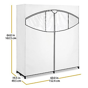 Whitmor Extra-Wide Clothes Closet, 60” with, White Cover