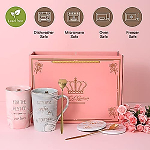 JOYOFUN Couple Coffee Mugs,Wedding Gifts Engagement Gifts for Newlyweds Couple Ceramic Marble Mugs Set Bridal Shower Gifts Marriage Gifts Valentine's Day Anniversary Ideal Cups Gift(14 oz)