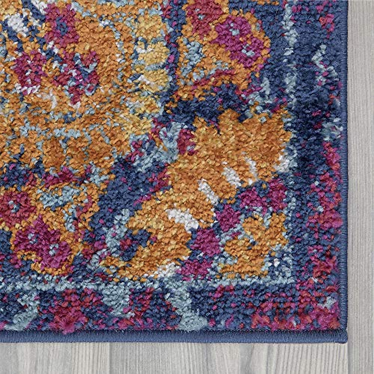 Machine Washable Modern Design Jute Back 5x7 Abstract Indoor Area Rug for Bedroom, Living Room, Dining Room, Office, 5'3" x 6'11", Orange