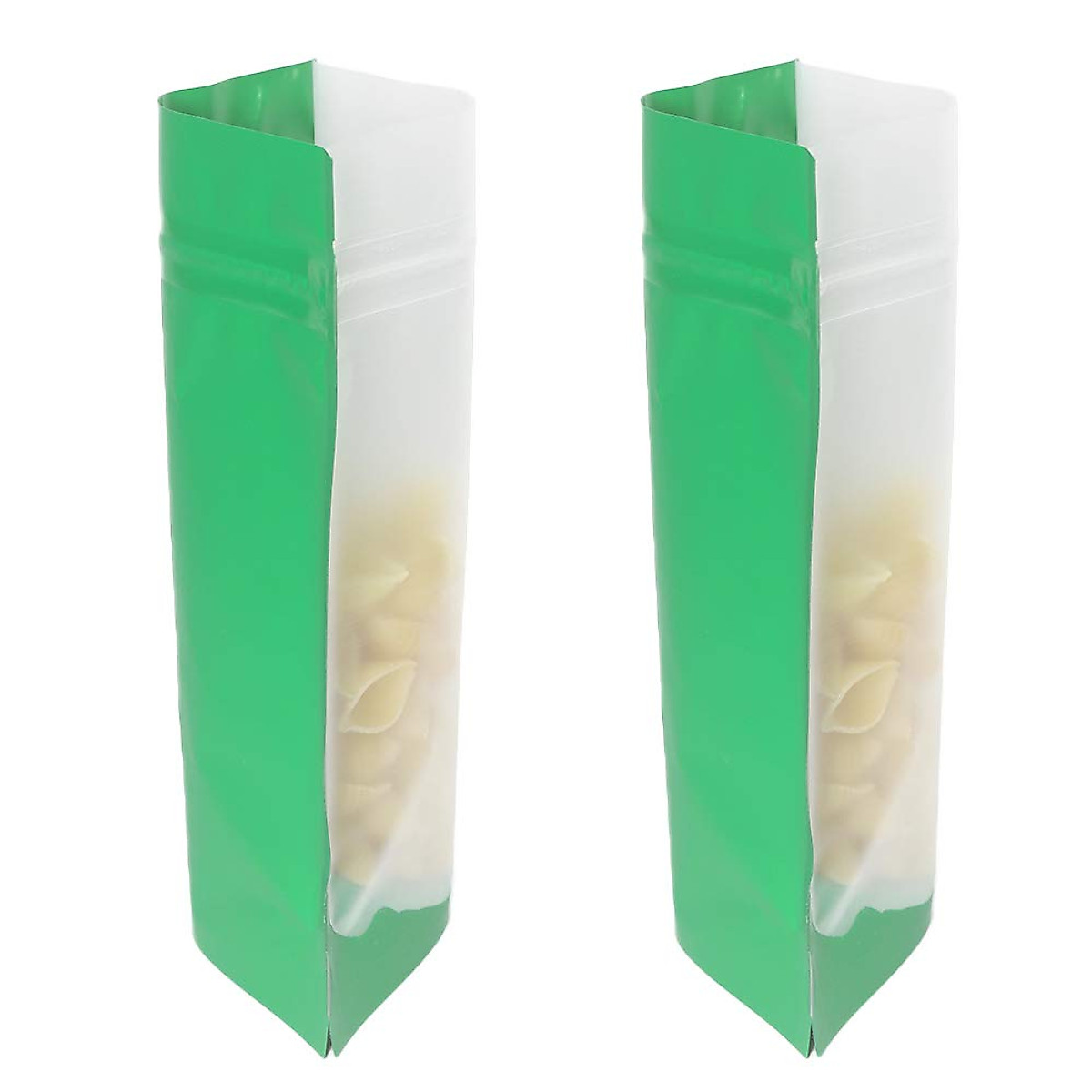 100 Translucent/Green Poly Zip Seal Stand Up Heat Sealable Reusable Pouch (4" x 6", Translucent/Green)