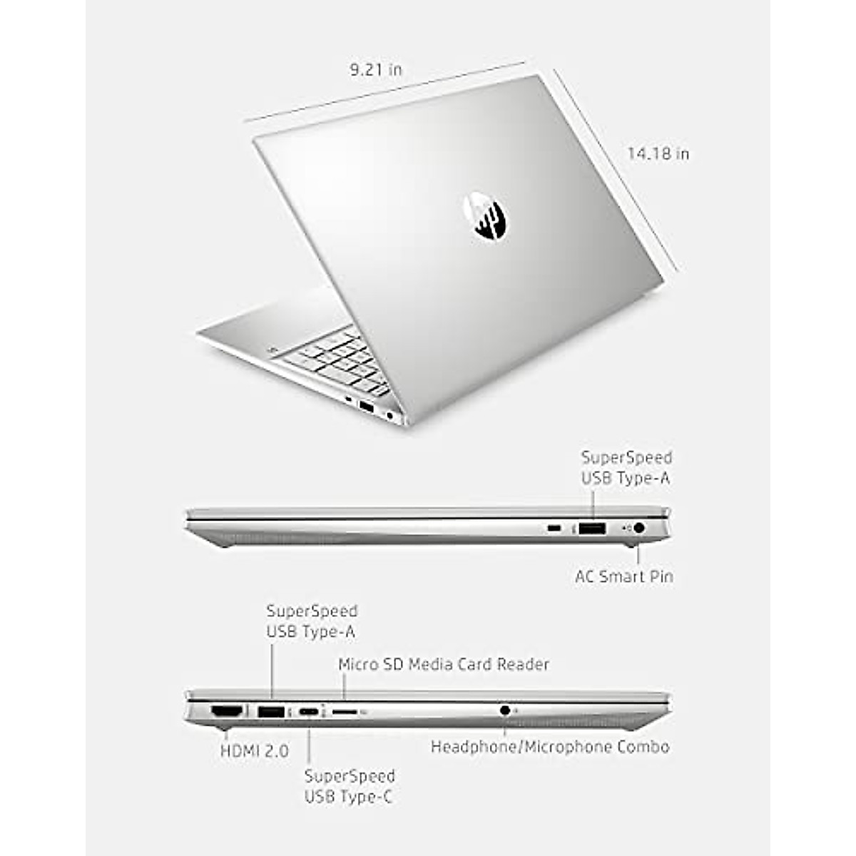 HP Pavilion 15 Laptop, AMD Ryzen 5 5500U, 8 GB RAM, 512 GB SSD, 15.6” HD Touchscreen, Windows 10 Home, Thin, Lightweight Computer with Webcam, Business, Study, & Entertainment (15-eh1010nr, 2021)