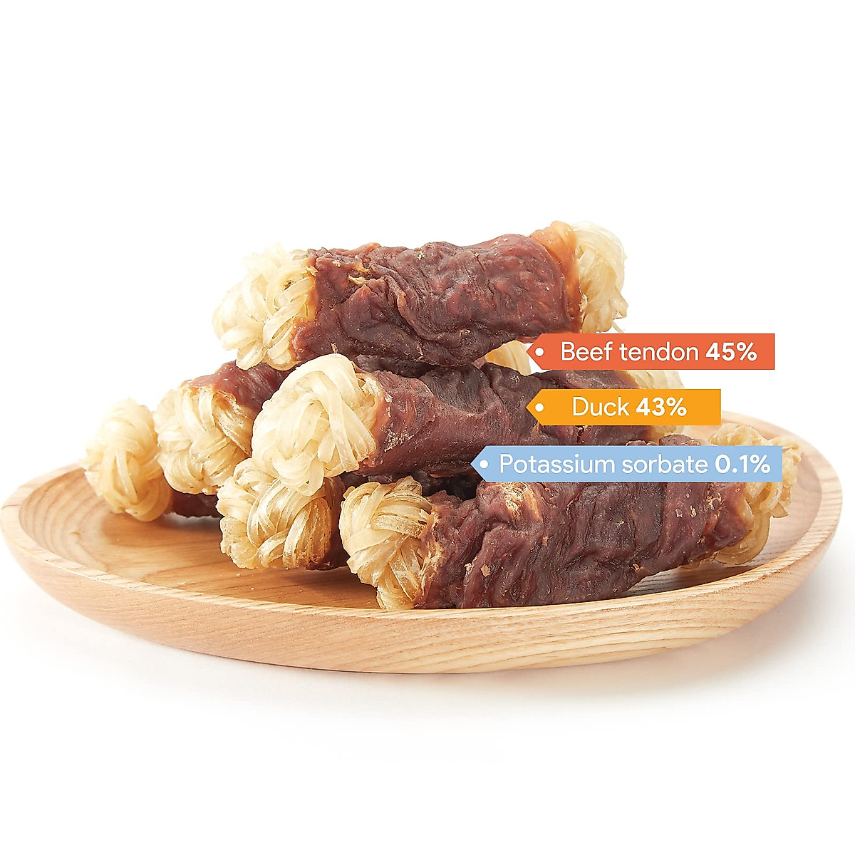 Jungle Calling Beef Tendons for Dogs, Duck Wrapped Tendons Dog Chews Long Lasting Hip and Joint Supplement for Dogs with Glucosamine (Knotted Bone)