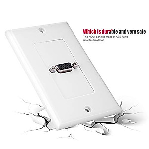 DAUERHAFT Wall Mount VGA Head Flexible Wiring Easy Installation ABS Socket Panel for Engineering Wiring