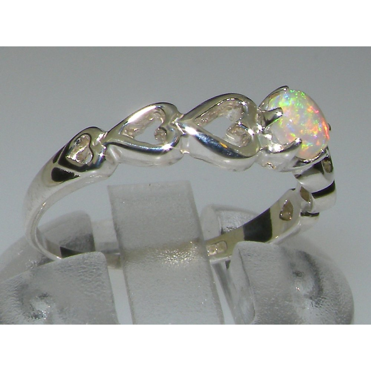 LetsBuyGold 925 Sterling Silver Real Genuine Opal Womens Solitaire Ring - Size 11