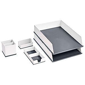 Amazon Basics Desk Organization Set - Grey and White