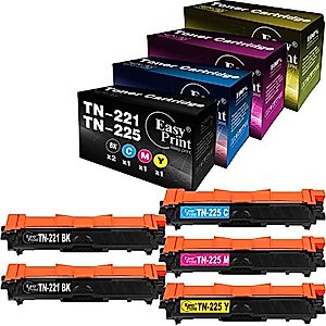 Compatible (5-Pack, 2X BK+C+M+Y) TN221 TN225 Toner Cartridge High Capacity Used for Brother HL-3140CW 3142CN 3151CDN 3150CDW 3152CDW 3170CDW 3172CDW 3180CDW Printer, Sold by EasyPrint