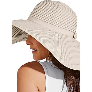 Coolibar UPF 50+ Women's COMPACT in A SNAP!? Shelby Shapeable Poolside Hat - Sun Protective (One Size- Tan Convertible Roll w/Snap)