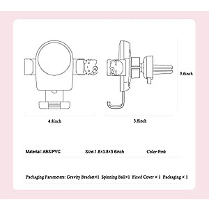 WIEEZN Cute Phone Mount for Car, Pink Cat Air Vent Clip Car Phone Holder Mount Fit for All Cell Phone, Pretty Car Accessories for Women and Girls